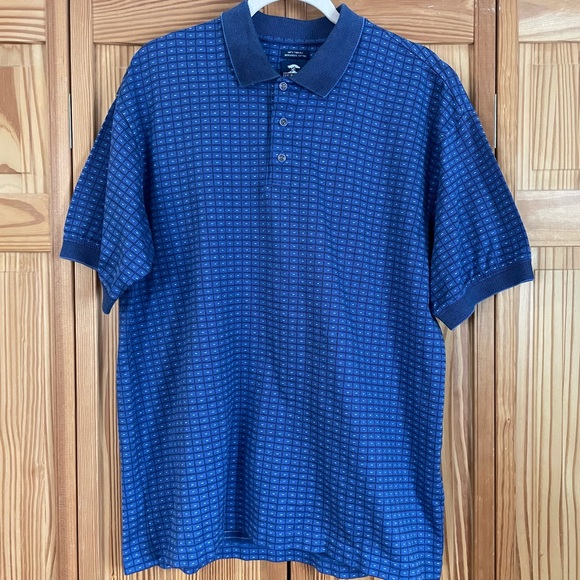 Pebble Beach | Shirts | Pebble Beach Rich Blue Checkered Polo Shirt In ...